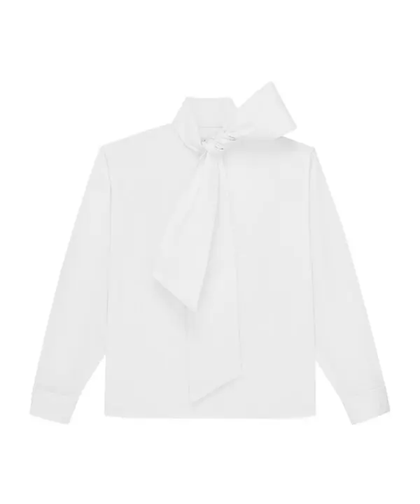 Saint Laurent Lavallière Broad- Shoulder Shirt - White