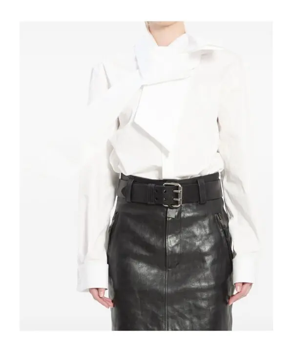 Saint Laurent Lavallière Broad- Shoulder Shirt - White