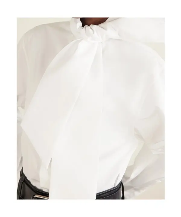 Saint Laurent Lavallière Broad- Shoulder Shirt - White