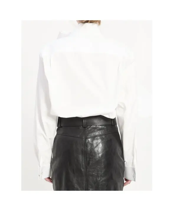 Saint Laurent Lavallière Broad- Shoulder Shirt - White