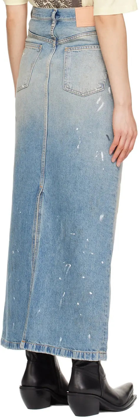 Acne Studios Logo Patch Denim Skirt - Light Blue