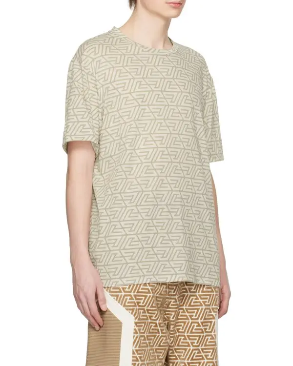 Balmain Oversized Cotton T-shirt With Printed Pyramid Monogram