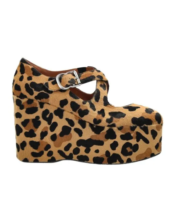 Alaïa Leopard Print Round Toe High Heel Mary Janes - Brown