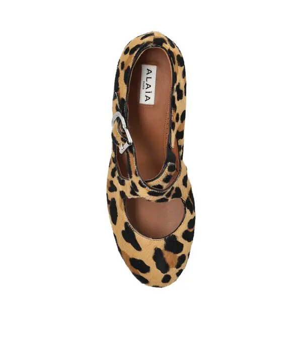 Alaïa Leopard Print Round Toe High Heel Mary Janes - Brown