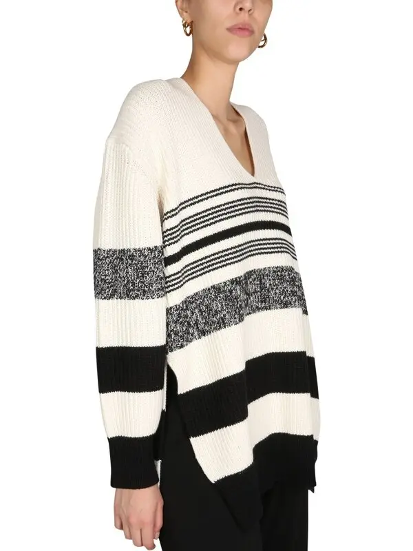 Proenza Schouler Horizontal Stripe V-neck Pullover
