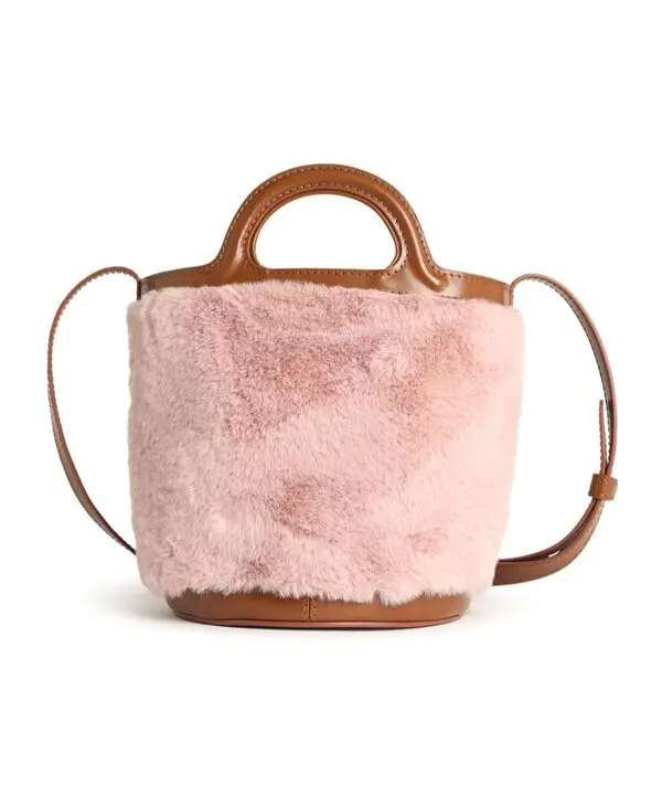 Marni Logo Detailed Faux Fur Bucket Bag
