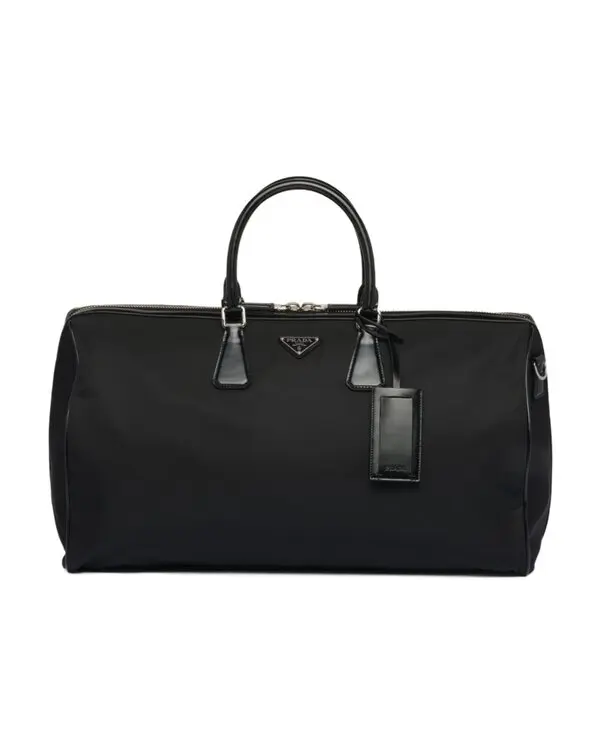 Prada Re-nylon And Brushed Leather Duffel Bag - Black