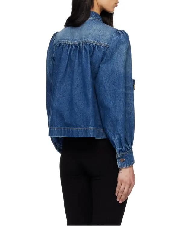 Chloé High-neck Gathered Denim Jacket
