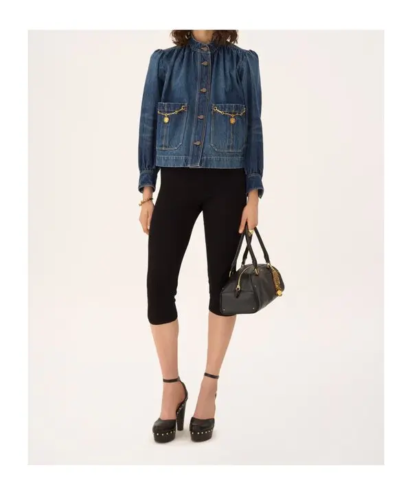 Chloé High-neck Gathered Denim Jacket