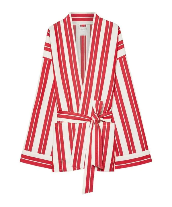 FORTE_FORTE Striped Long Sleeve Belted Jacket - Red