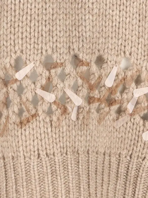 Brunello Cucinelli Embellished Geometric Cutout Turtleneck Jumper
