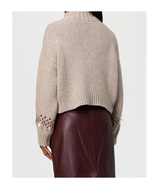 Brunello Cucinelli Embellished Geometric Cutout Turtleneck Jumper