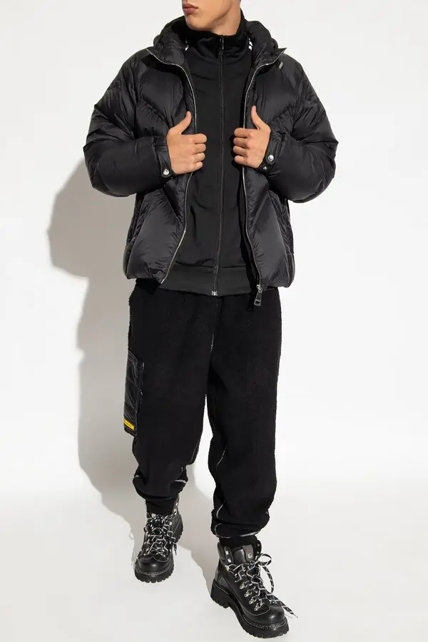 Khrisjoy Padded Hooded Jacket With Logo Detail - Black