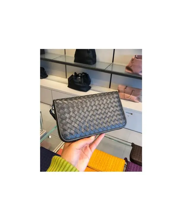 Bottega Veneta Intrecciato Weave Zip-around Wallet