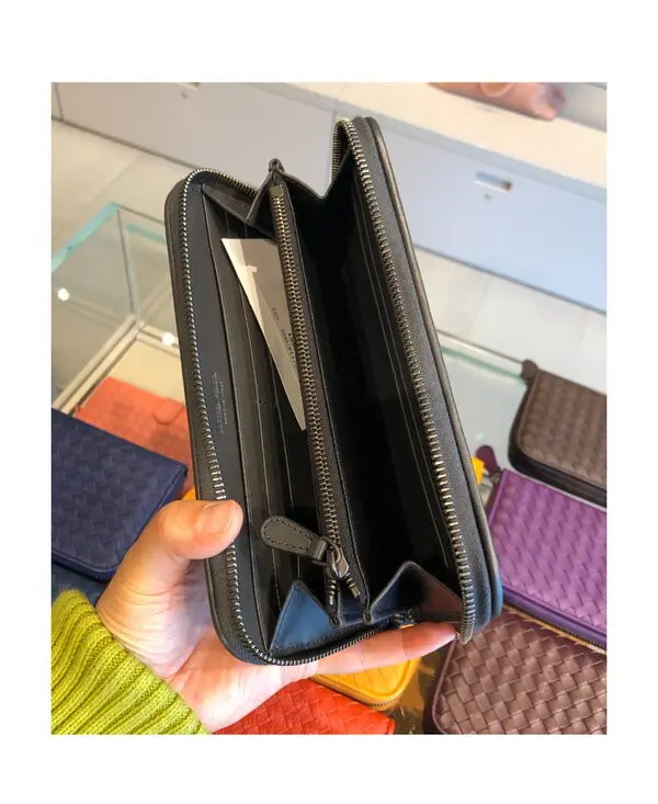Bottega Veneta Intrecciato Weave Zip-around Wallet