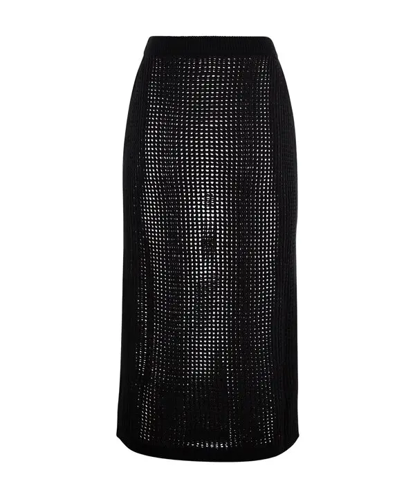 MC2 SAINT BARTH Darline Crochet Midi Skirt - Black