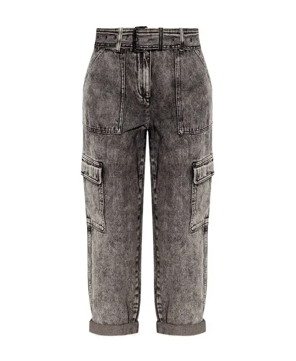 Michael Kors Belted Straight Leg Jeans - Black