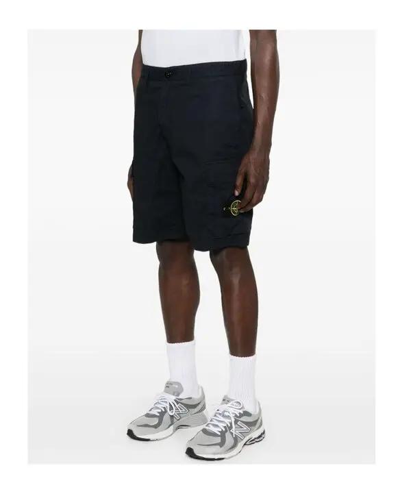 Stone Island Paracadute Cargo Shorts With Logo Patch