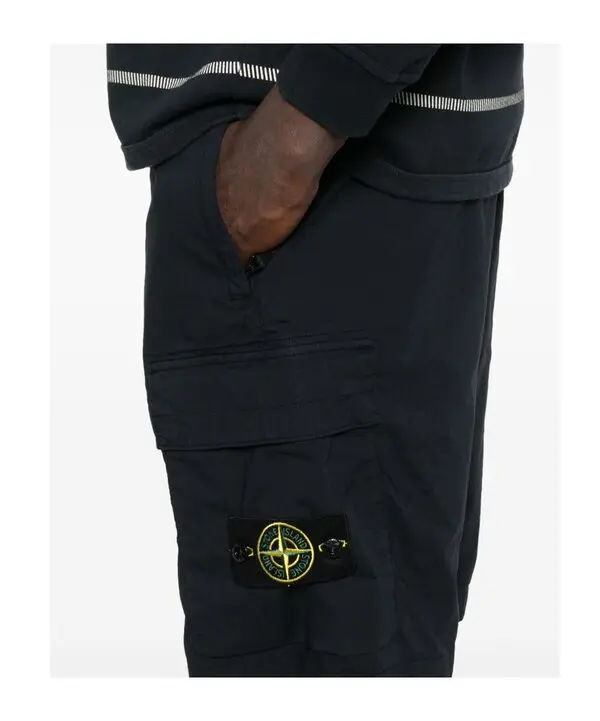 Stone Island Paracadute Cargo Shorts With Logo Patch