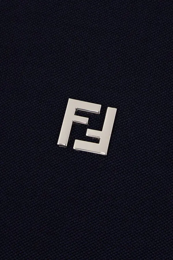 Fendi Logo Plaque Short-sleeved Polo Shirt - Navy Blue