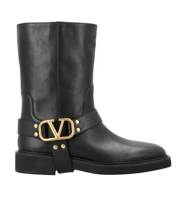 Valentino Garavani Vlogo Plaque Square Toe Boots