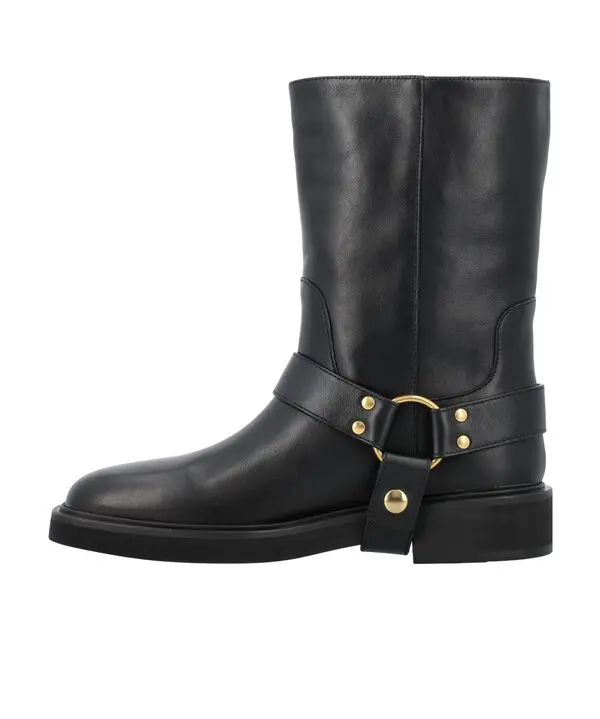Valentino Garavani Vlogo Plaque Square Toe Boots