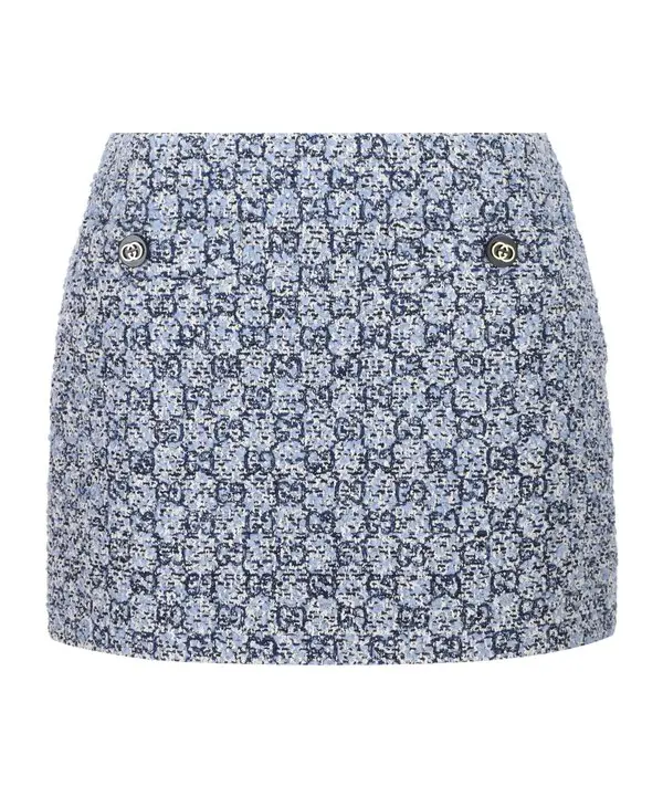 Gucci Monogrammed Gg Tweed Mini Skirt