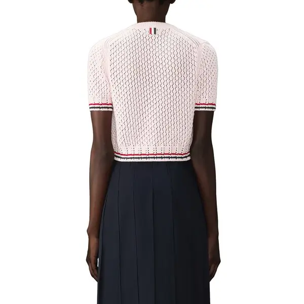 Thom Browne Hector Pointelle Knit T-shirt - Pink