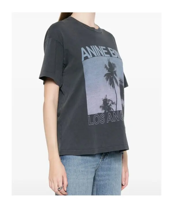 ANINE BING Cade Palms Printed T-shirt - Washed Ash