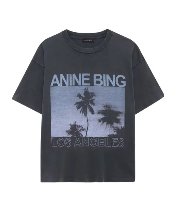 ANINE BING Cade Palms Printed T-shirt - Washed Ash