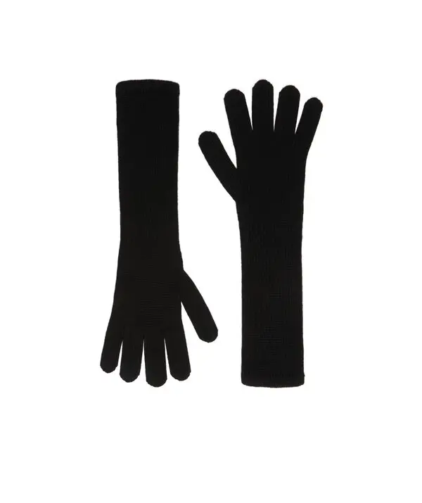 Max Mara Full-finger Knitted Long Gloves - Black