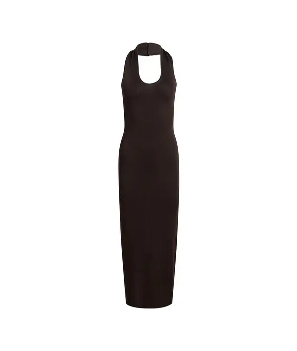 Khaite Coraline U-neck Knitted Maxi Dress - Brown