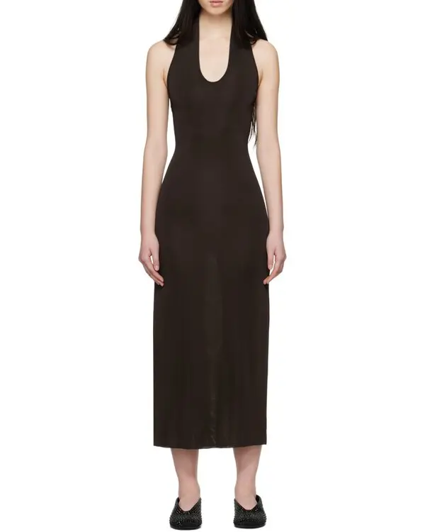 Khaite Coraline U-neck Knitted Maxi Dress - Brown