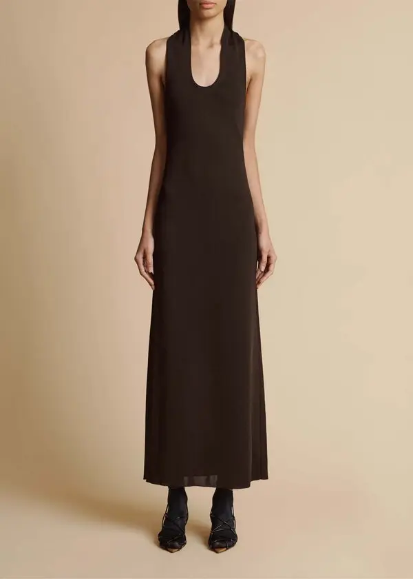 Khaite Coraline U-neck Knitted Maxi Dress - Brown