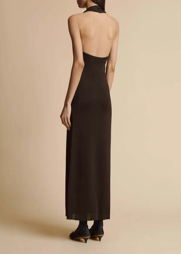 Khaite Coraline U-neck Knitted Maxi Dress - Brown