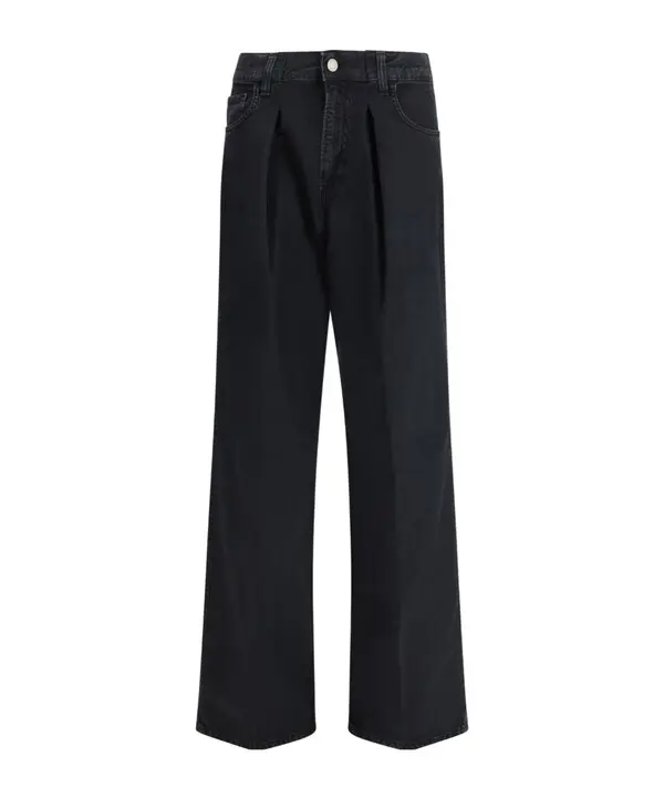 HAIKURE Pleated Wide Leg Jeans - Black