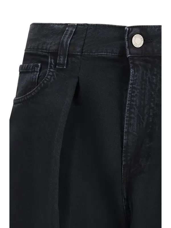 HAIKURE Pleated Wide Leg Jeans - Black