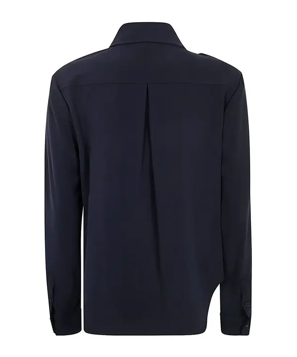 Michael Kors Crepe Utility Shirt With Button Pockets