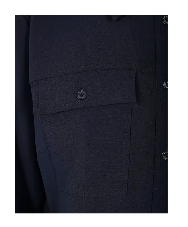 Michael Kors Crepe Utility Shirt With Button Pockets