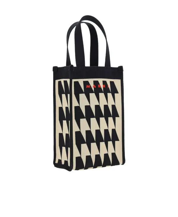 Marni Nano Shopping Bag In Houndstooth Jacquard