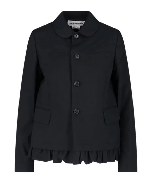 Comme Des Garçons Ruffled Button-up Jacket - Black