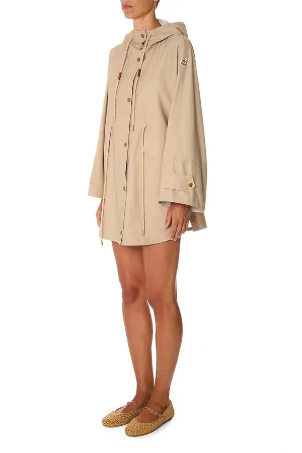 Moncler Brunnera Hooded Parka Coat - Beige