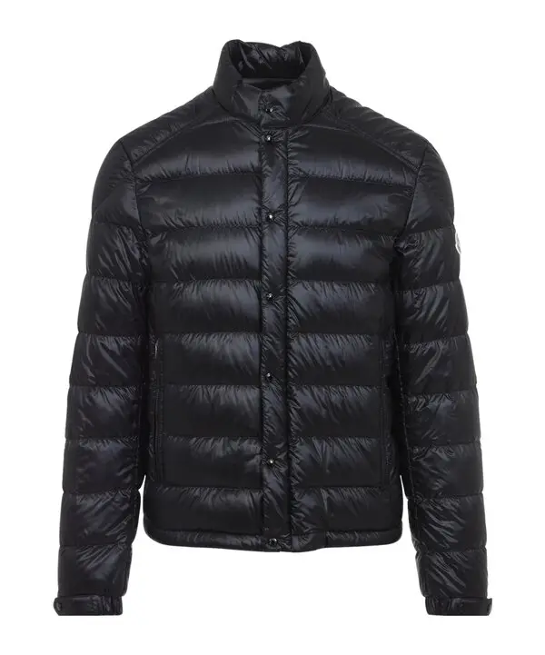 Moncler Short Padded Jacket With Stand Collar - Black