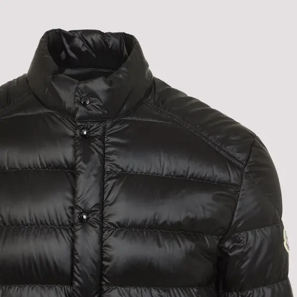 Moncler Short Padded Jacket With Stand Collar - Black