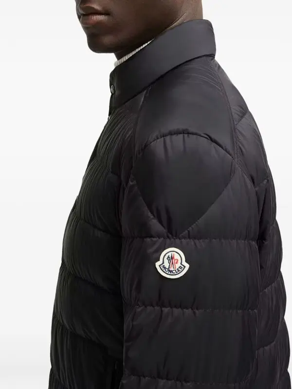 Moncler Short Padded Jacket With Stand Collar - Black