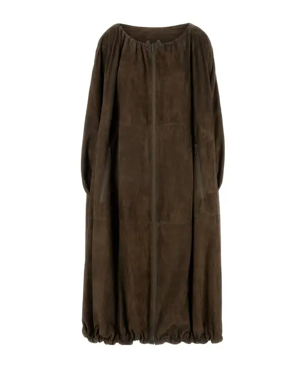 FERRAGAMO Leather Overcoat - Brown