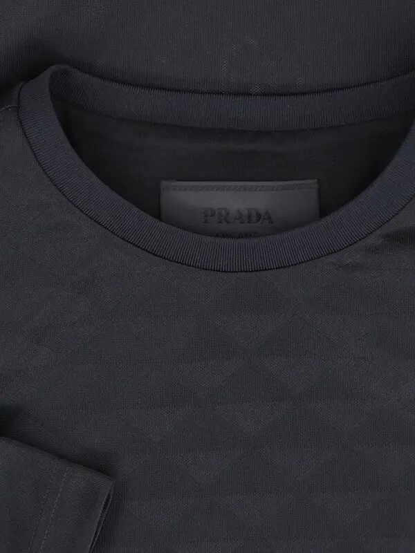 Prada All-over Triangle Motif Crewneck T-shirt - Black