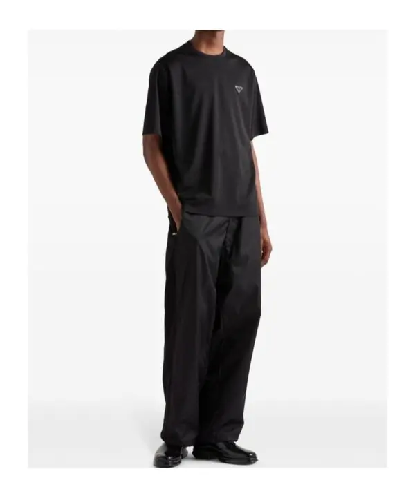 Prada All-over Triangle Motif Crewneck T-shirt - Black