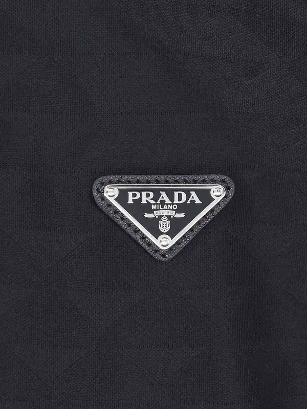 Prada All-over Triangle Motif Crewneck T-shirt - Black
