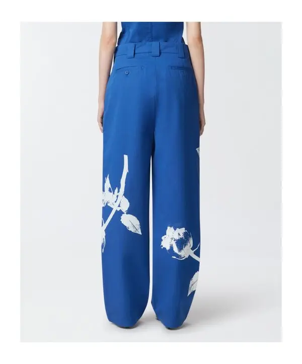 Pinko Floral Print Cotton Straight Leg Trousers